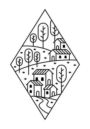 Beautiful nature line art Royalty Free Vector Image