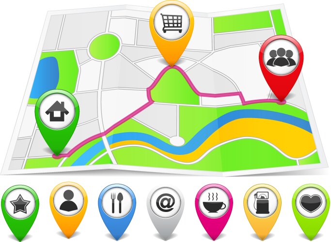 Map elements in retro style Royalty Free Vector Image