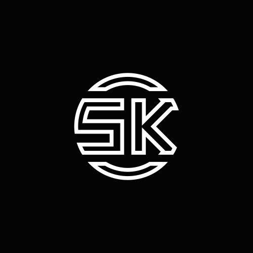 Sk logo monogram with gold colors and shield Vector Image