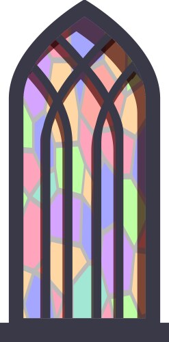 Tall gothic arch window with colorful stained Vector Image