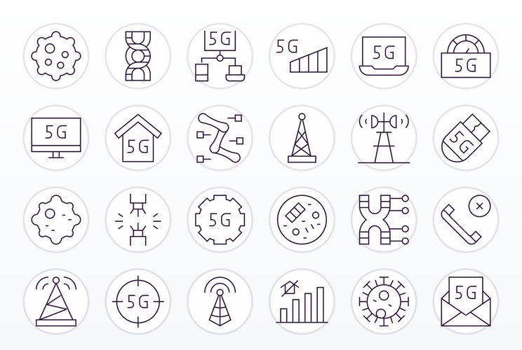 Cellular Network Icon Pack - Thin Line – Royalty-Free Vector | VectorStock