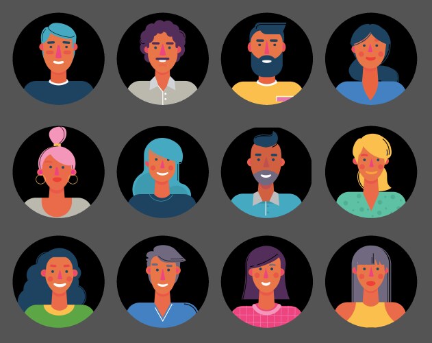 Material cartoon avatars trendy characters Vector Image