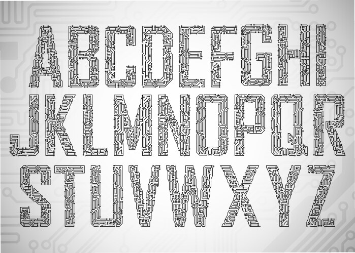 Circuit Font Vector Images (over 3,700)