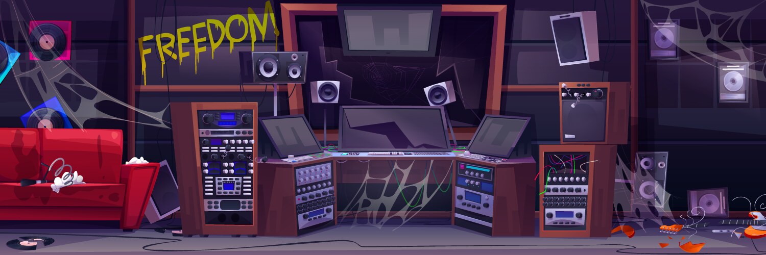 Modern audio recording studio interior Royalty Free Vector