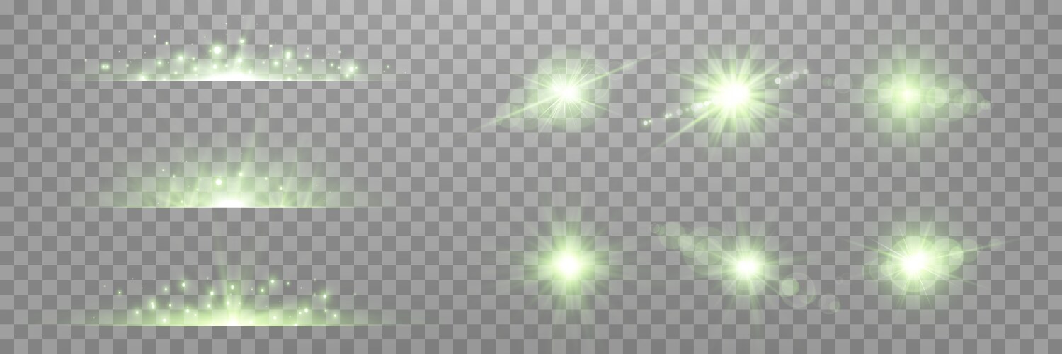Blue lens flares set isolated on transparent Vector Image