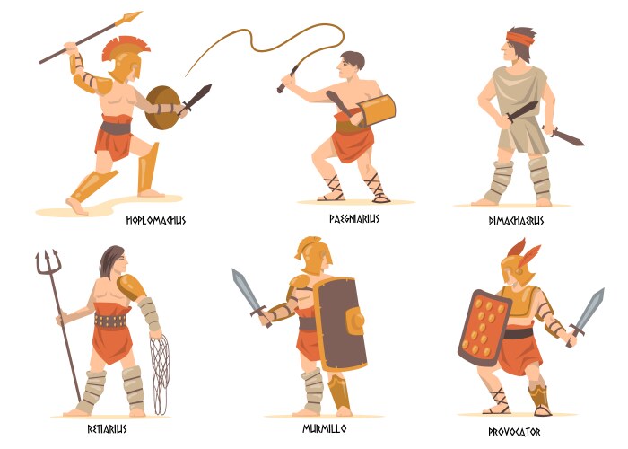 Ancient greek gods cartoon characters Royalty Free Vector