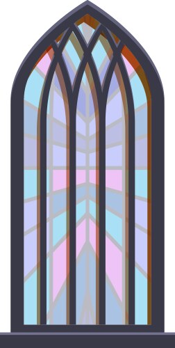 Gothic pointed arch window with leaded stained Vector Image