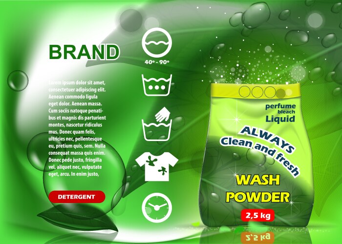 Washing powder liquid and of green color Vector Image