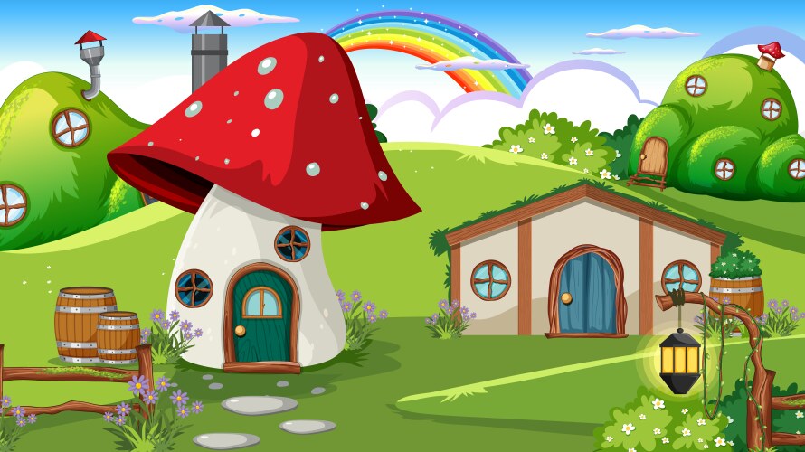 Hobbit house isolated on white background Vector Image