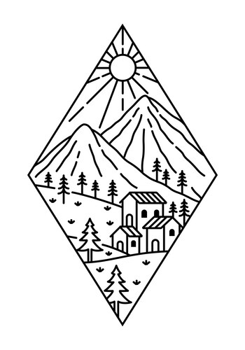 Beautiful nature line art Royalty Free Vector Image