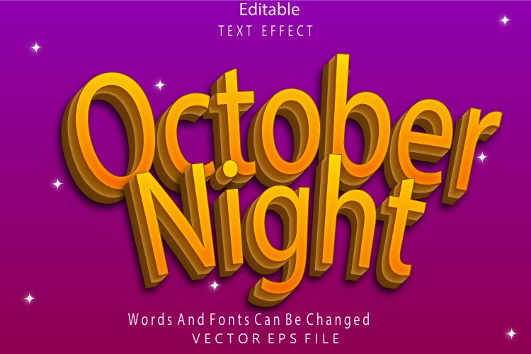 Fright night editable text effect emboss cartoon Vector Image