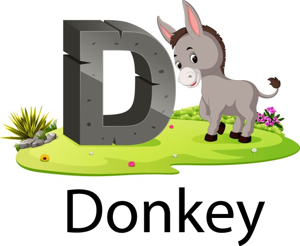 Cute zoo animal alphabet z for zebra Royalty Free Vector