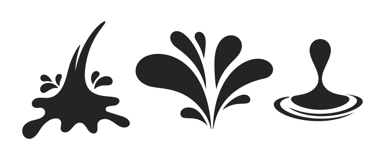 Silhouette of black splash with droplets ink blot Vector Image