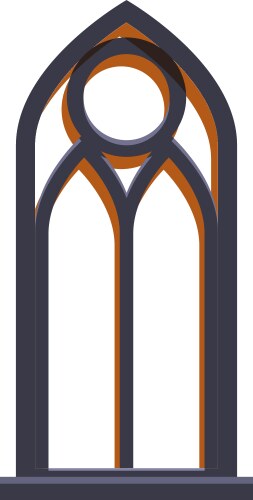 Gothic pointed arch window with leaded stained Vector Image