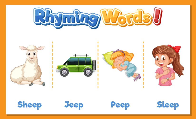 Rhyming words with images Royalty Free Vector Image