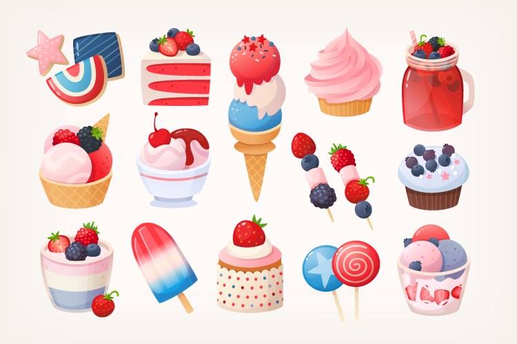 Strawberry desserts Royalty Free Vector Image - VectorStock