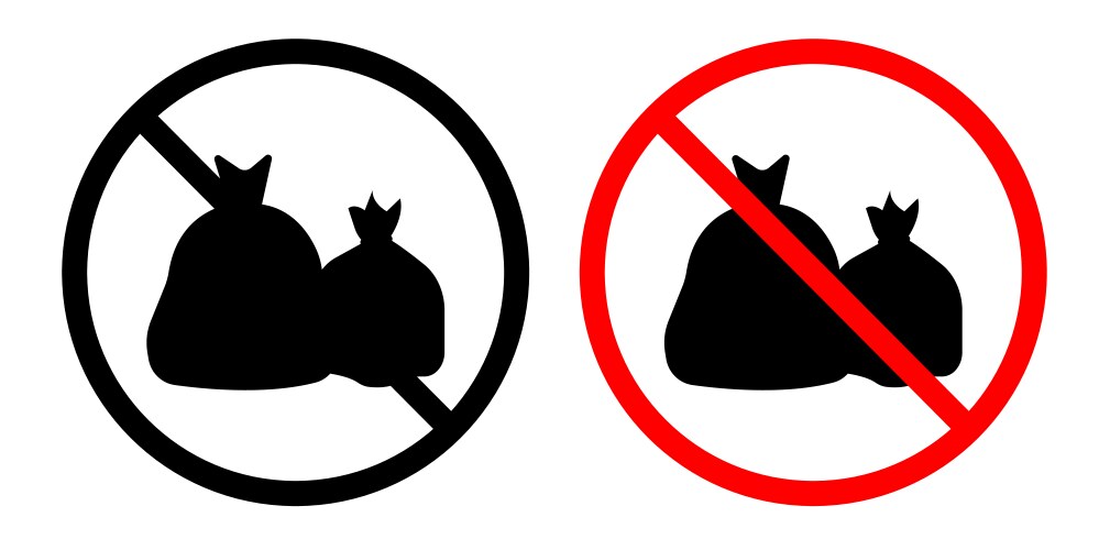 No garbage sign icon set trash litter forbidden Vector Image