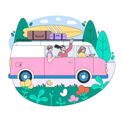 Road trip set young people or family going on Vector Image
