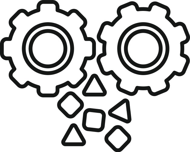 Three round gears interlocking working together Vector Image
