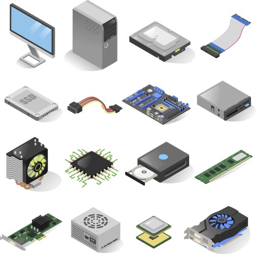 Processor unit concept isolated on white Vector Image