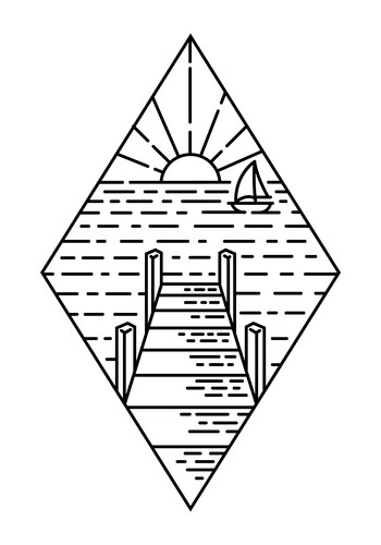 Beautiful nature line art Royalty Free Vector Image