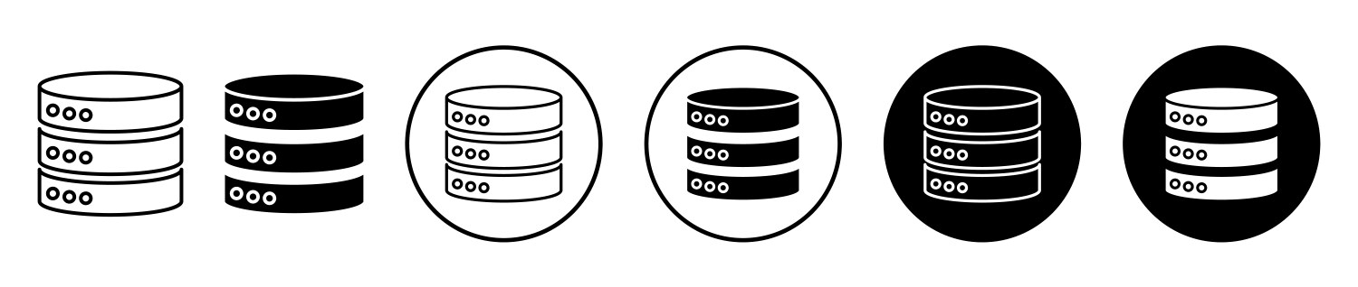 Cylinder database icon set on white background Vector Image