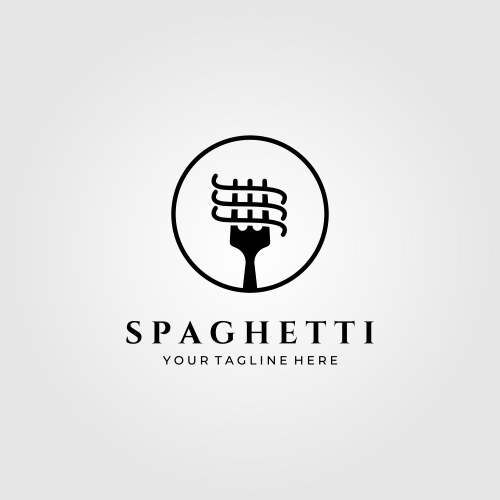 Pasta menu logo round linear spaghetti Royalty Free Vector