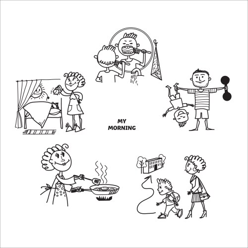 Morning Activity Kids Vector Images (over 1,200)
