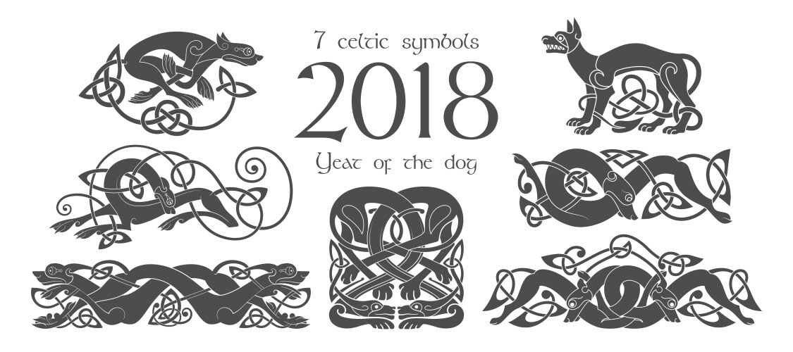 Ancient celtic mythological symbol of wolf dog Vector Image