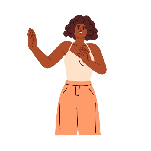 Woman refusing rejecting with hand gesture stop Vector Image