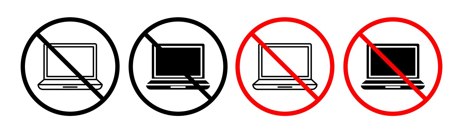 No laptop sign forbidden pc symbol Royalty Free Vector Image