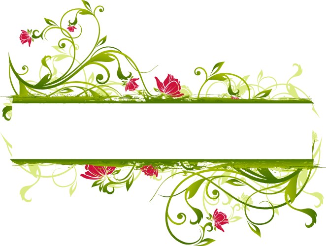 Watercolor green floral banner with silver Vector Image