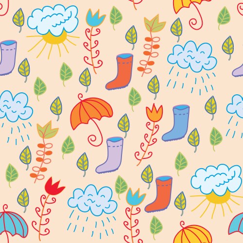 Weather symbols seamless pattern Royalty Free Vector Image