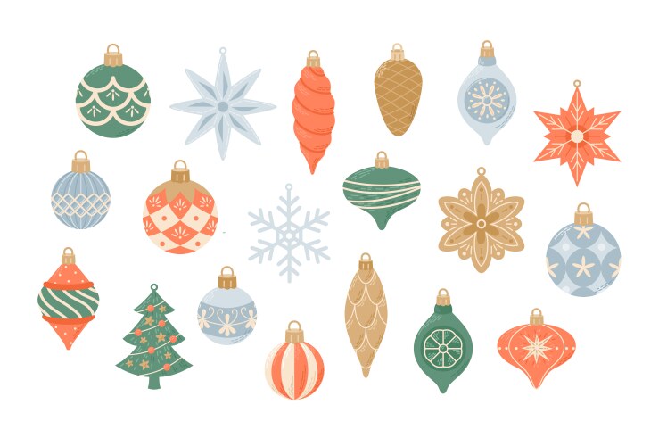 Collection of ornamental christmas decorations Vector Image