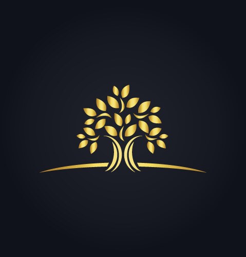 Gold Tree Ecology Logo Royalty Free Vector Image