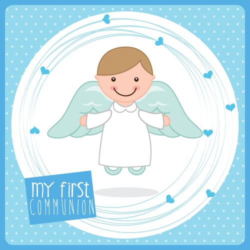 First holy communion for cute little boy Vector Image