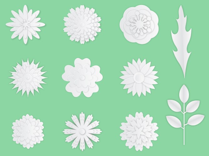 Paper flowers set 3d origami abstract Royalty Free Vector