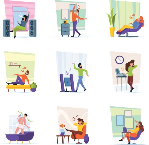 Rest on sofa characters relaxing couch lazy Vector Image