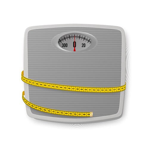 Bathroom Floor Weight Scale And Measuring Tape Vector Image