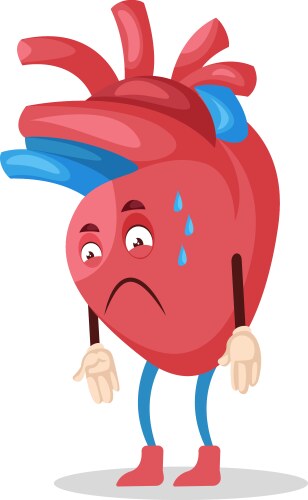 Sad broken heart cartoon Royalty Free Vector Image