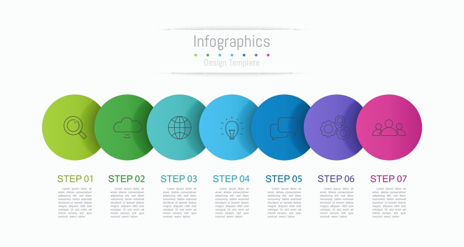 Infographic 7 options design elements Royalty Free Vector