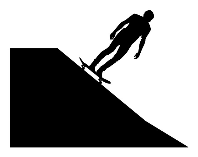Skateboarder air jump trick silhouette Royalty Free Vector