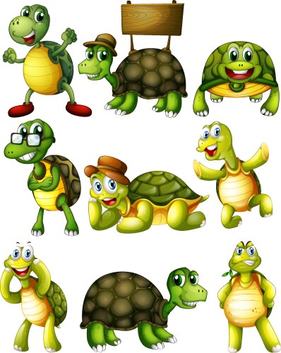 Cartoon cute turtles funny turtle characters Vector Image
