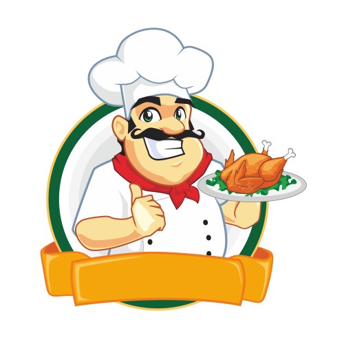 Chicken chef mascot cartoon Royalty Free Vector Image