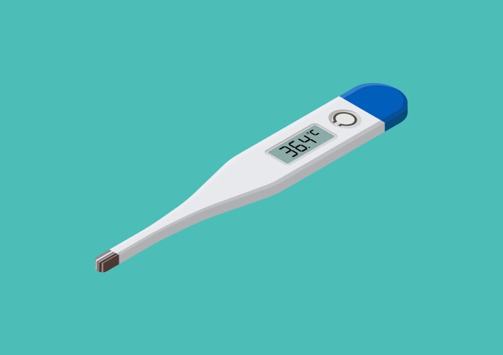 Isometric electronic thermometer composition Vector Image
