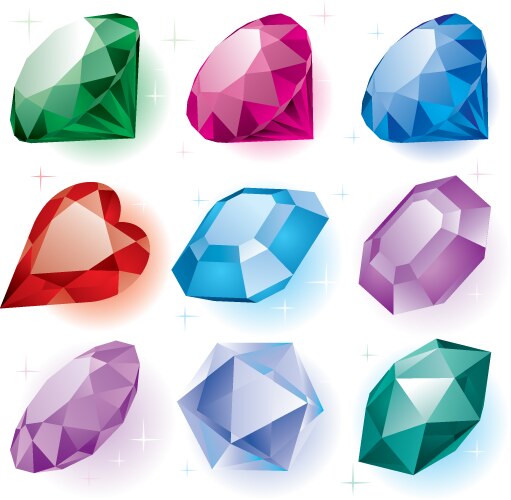 Set of seven gems Royalty Free Vector Image - VectorStock