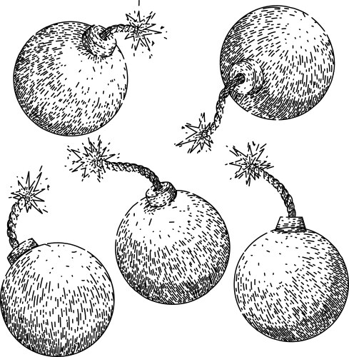 Explode bomb sketch hand drawn Royalty Free Vector Image