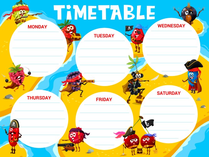 Underwater animals education timetable schedule Vector Image