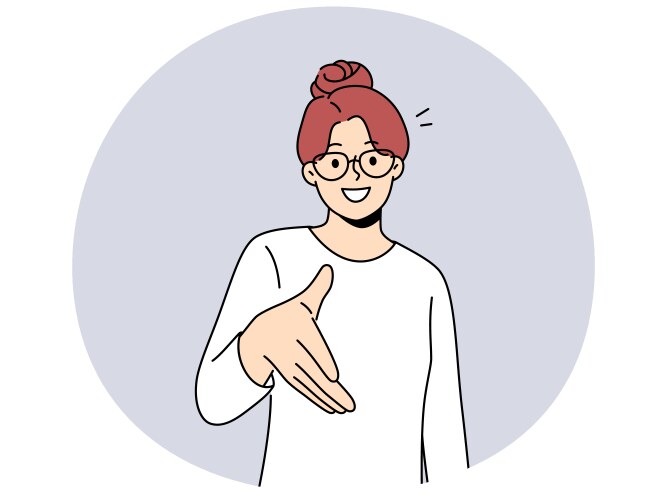 Smiling woman handshake job candidate at interview