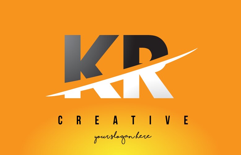 Rk r k letter modern logo design with yellow Vector Image